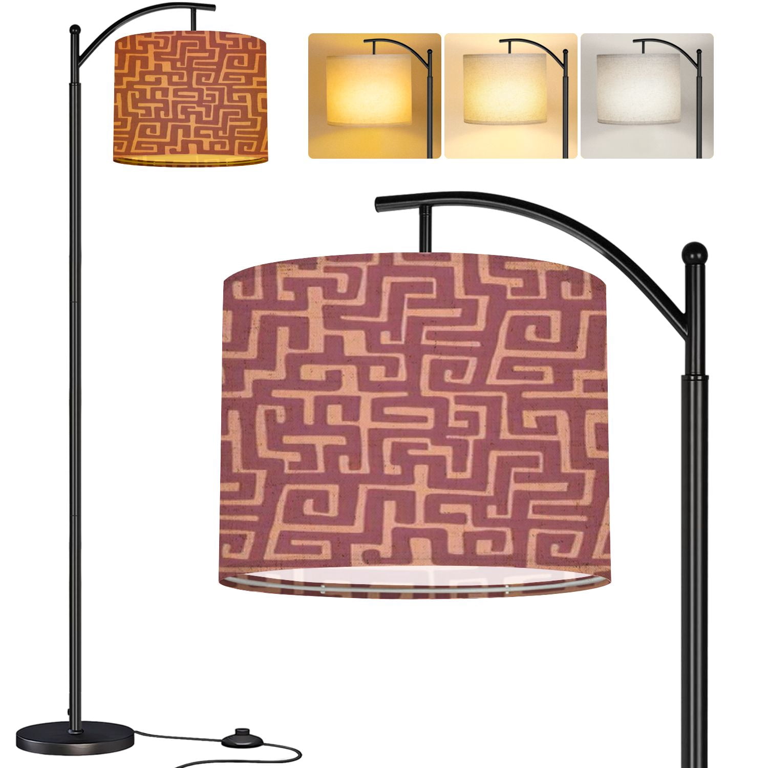 Arc Floor Lamp African hand drawn ethnic style seamless Kuba geometric ...