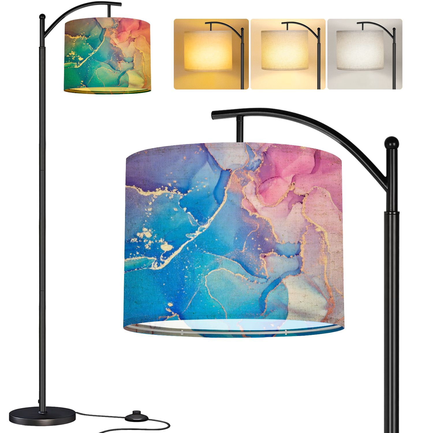 Arc Floor Lamp Alcohol ink colors translucent Abstract multicolored ...