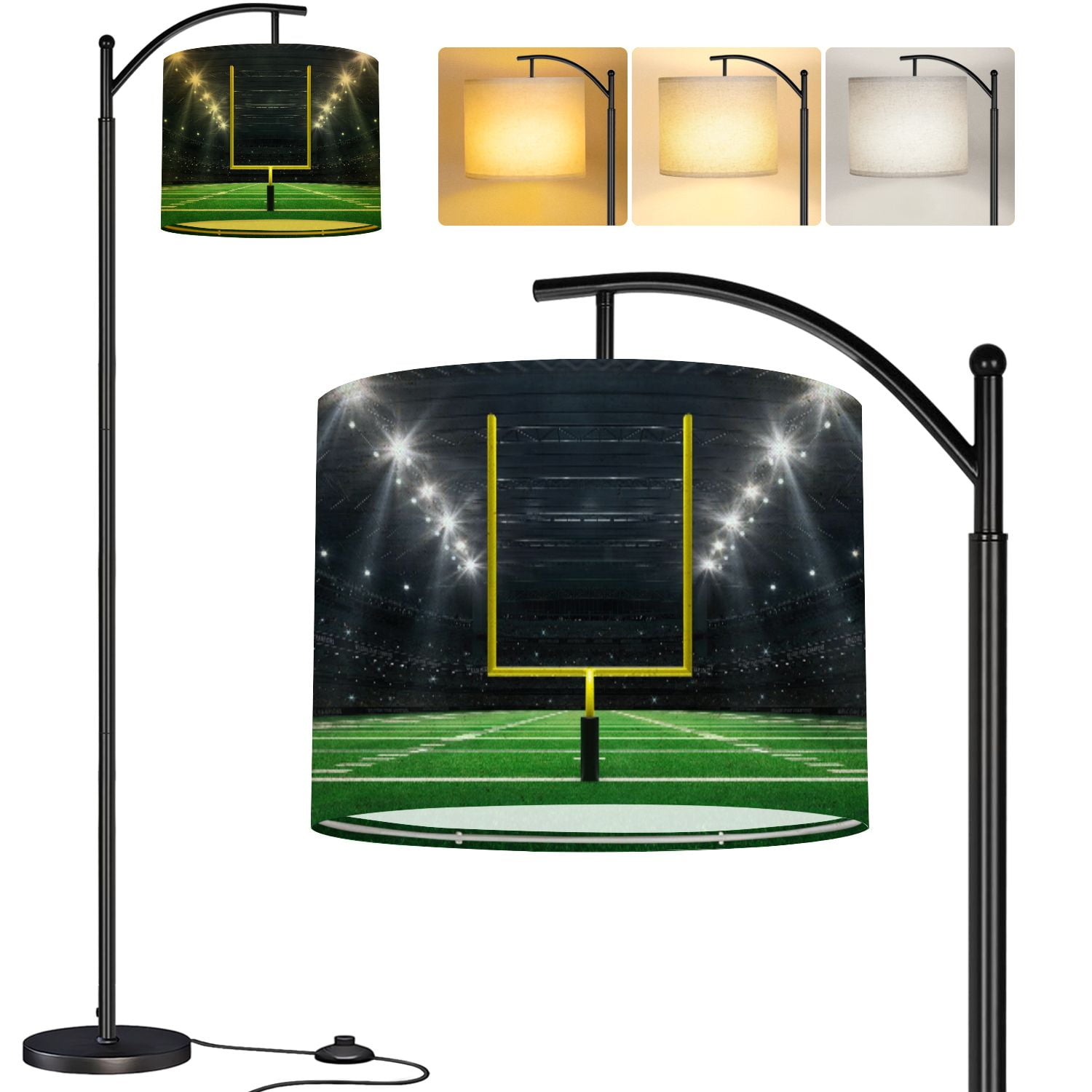 Arc Floor Lamp American football stadium yellow goal posts grass field ...