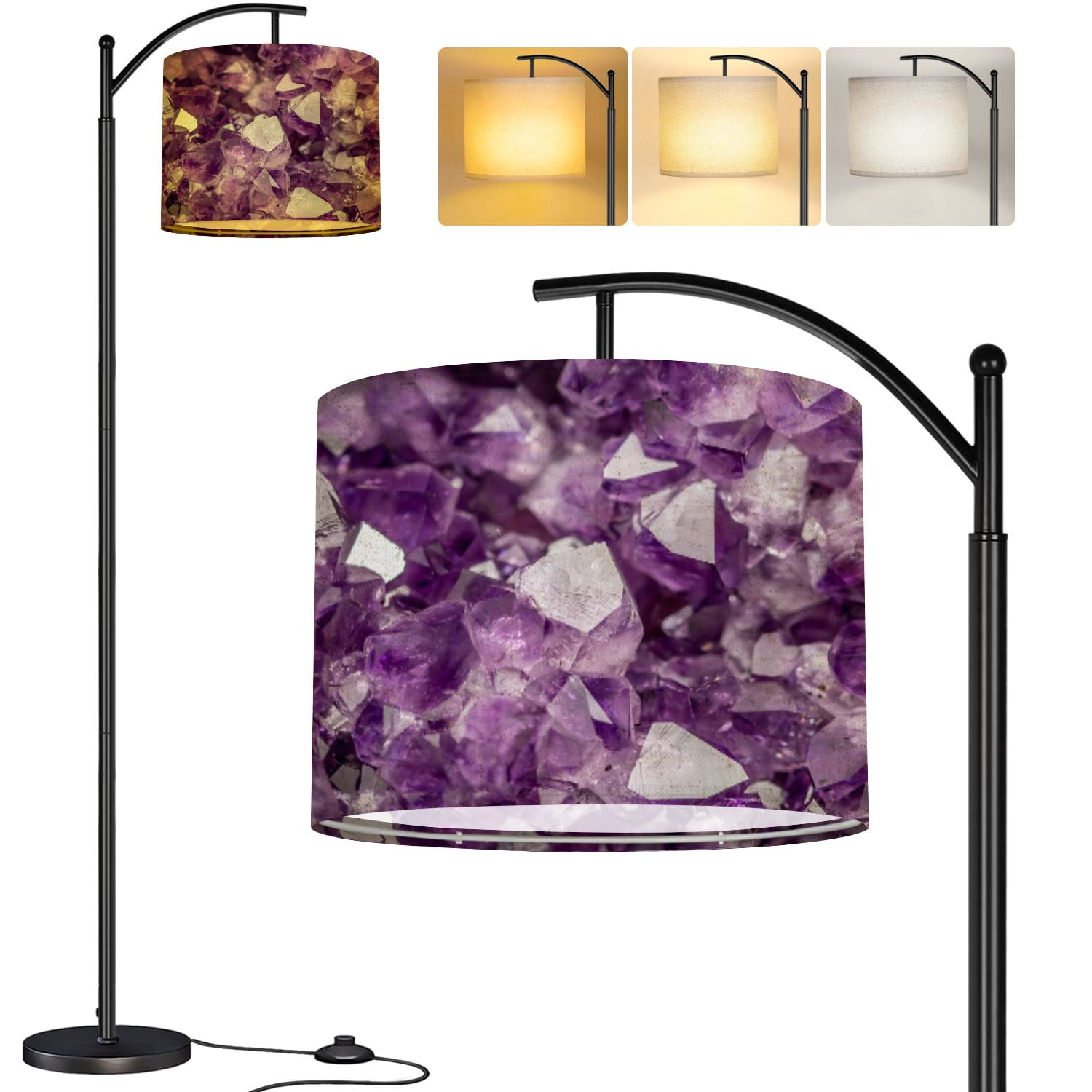 Arc Floor Lamp Amethyst purple crystals Gems Mineral crystals natural ...