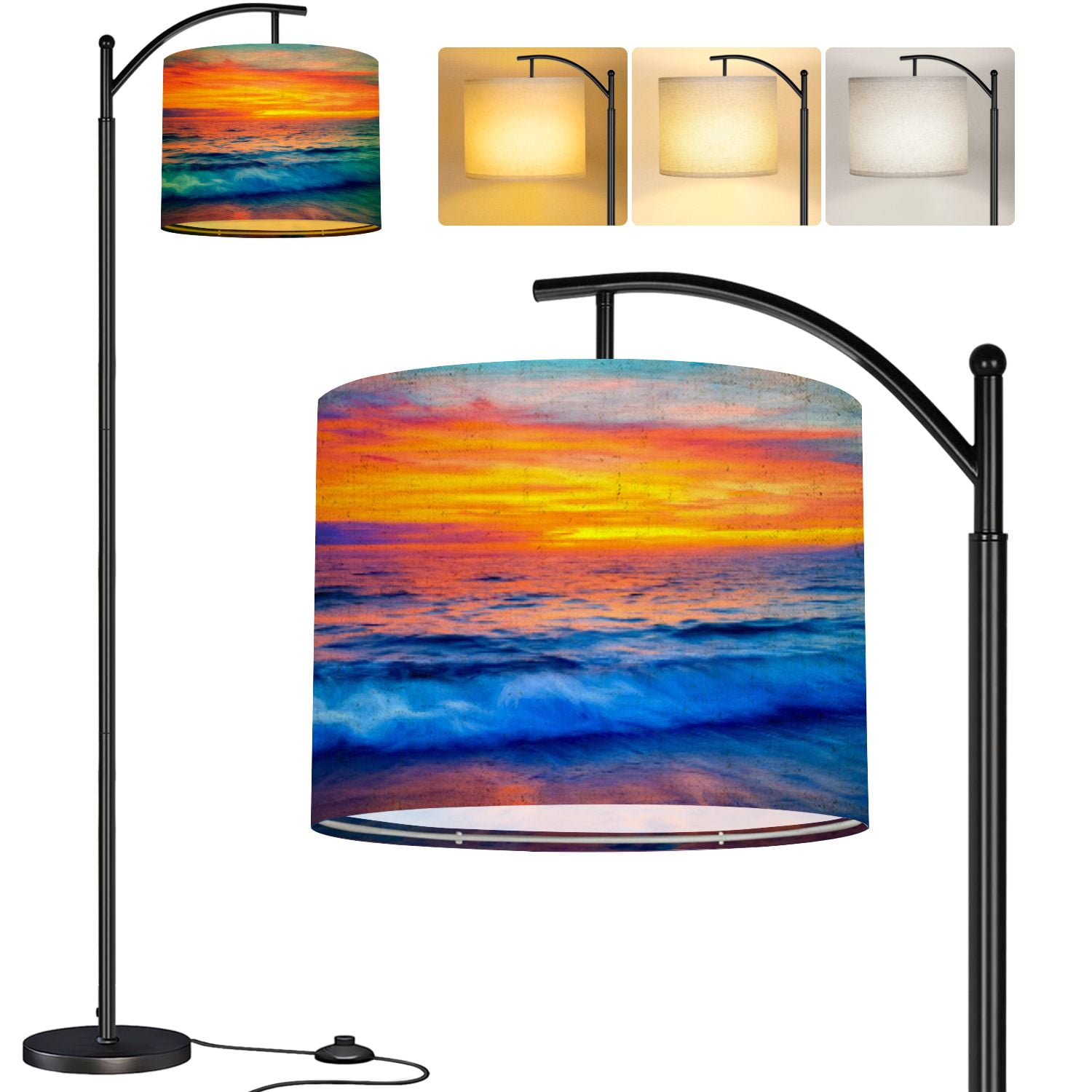 Arc Floor Lamp An Ocean Sunset Vivid Colorful Sky Tall Modern Standing ...