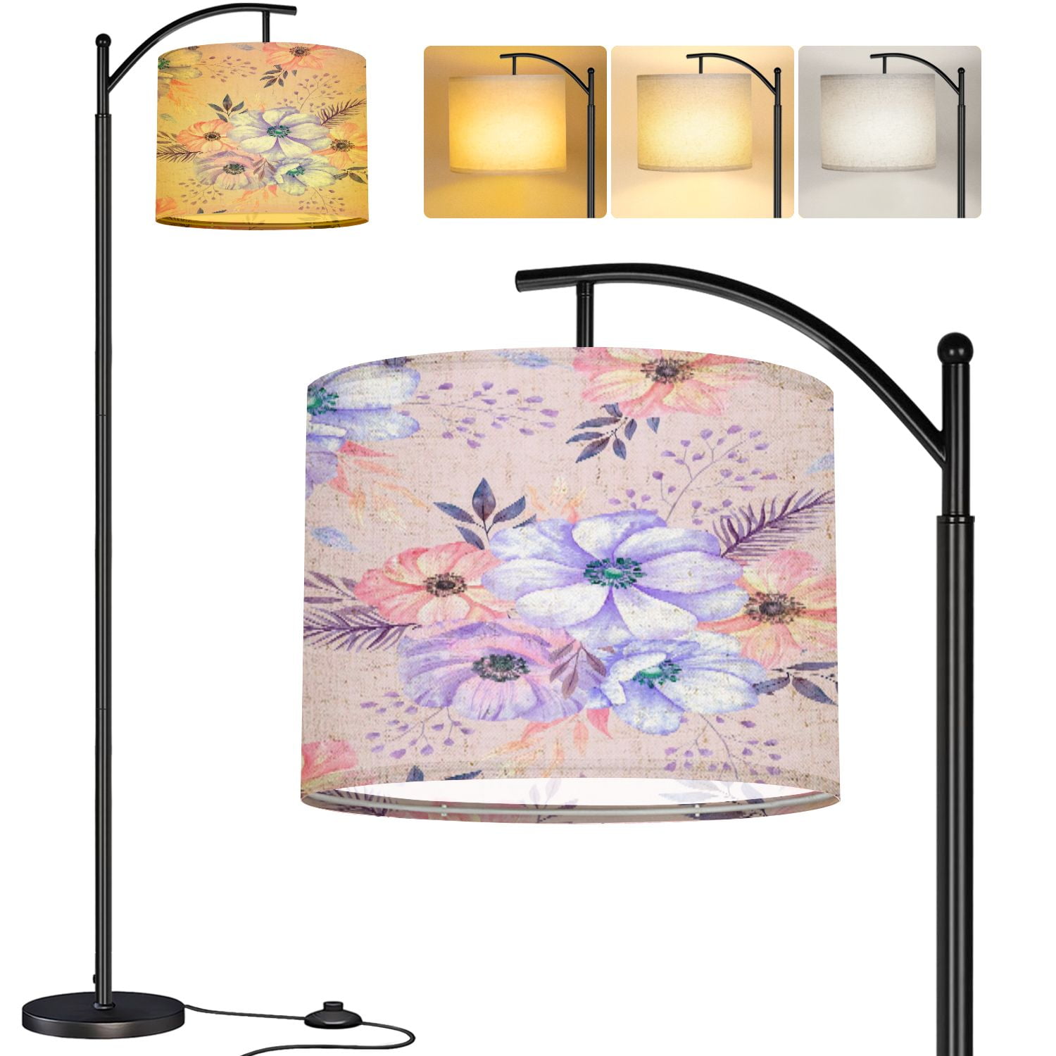 Arc Floor Lamp Anemones seamless pattern Very peri color trend Spring ...