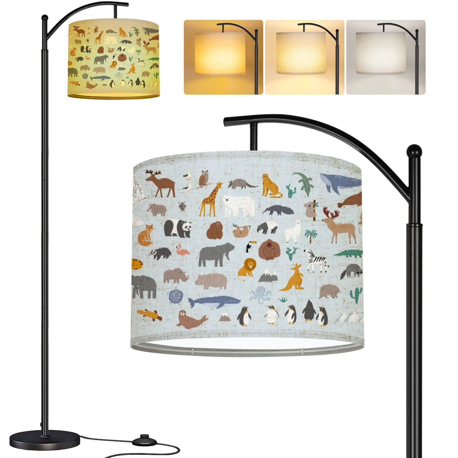 Arc Floor Lamp Animals world for kids Poster cute animals flat style ...