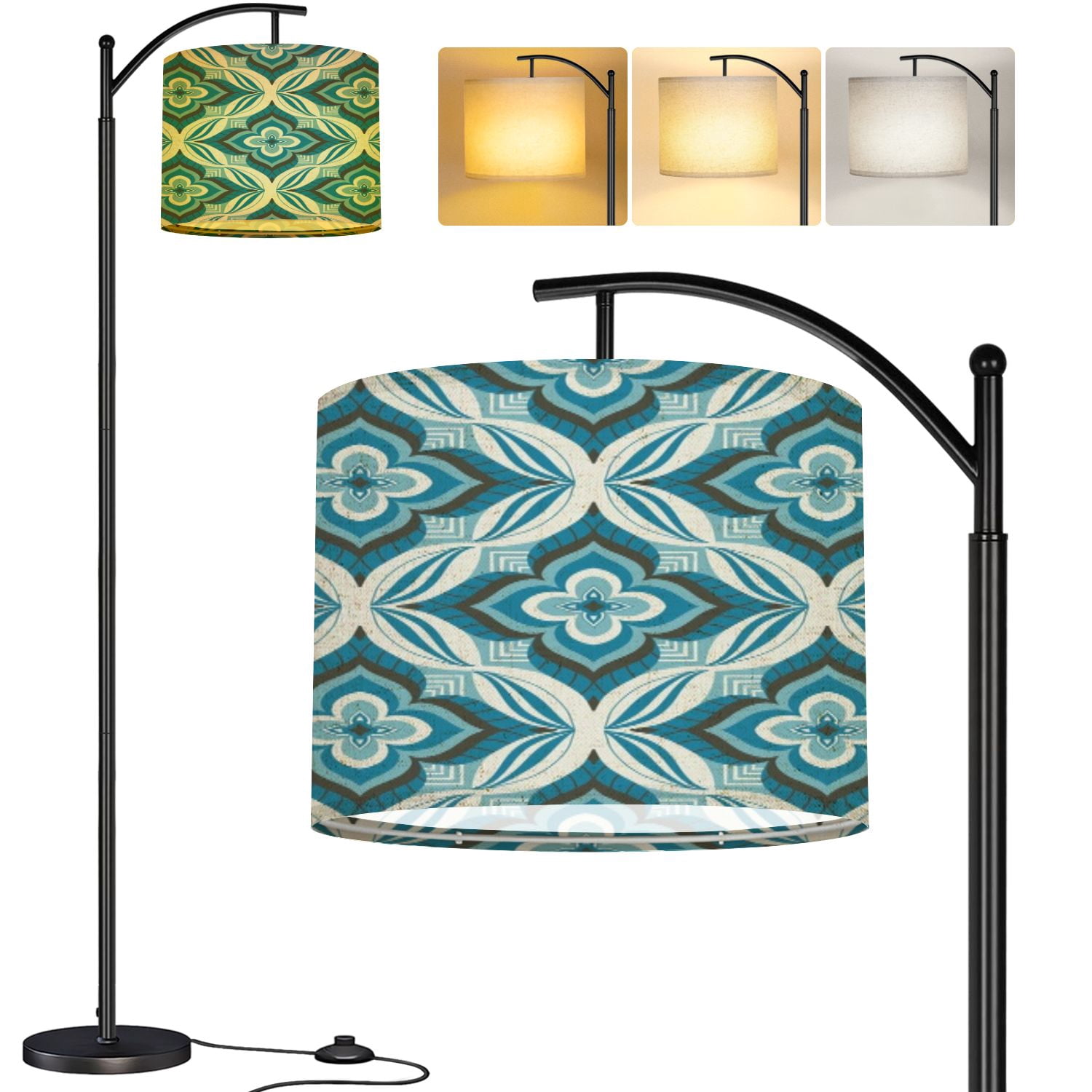 Arc Floor Lamp Art deco damask floral shapes ogee geometrical motifs ...