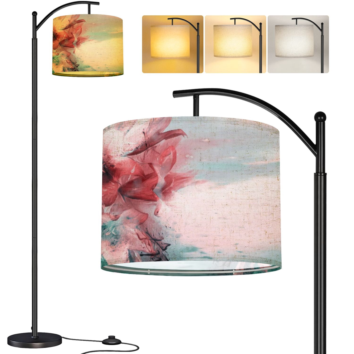 Arc Floor Lamp Artistic Lilies Bouquet Raster Tall Modern Standing Lamp ...