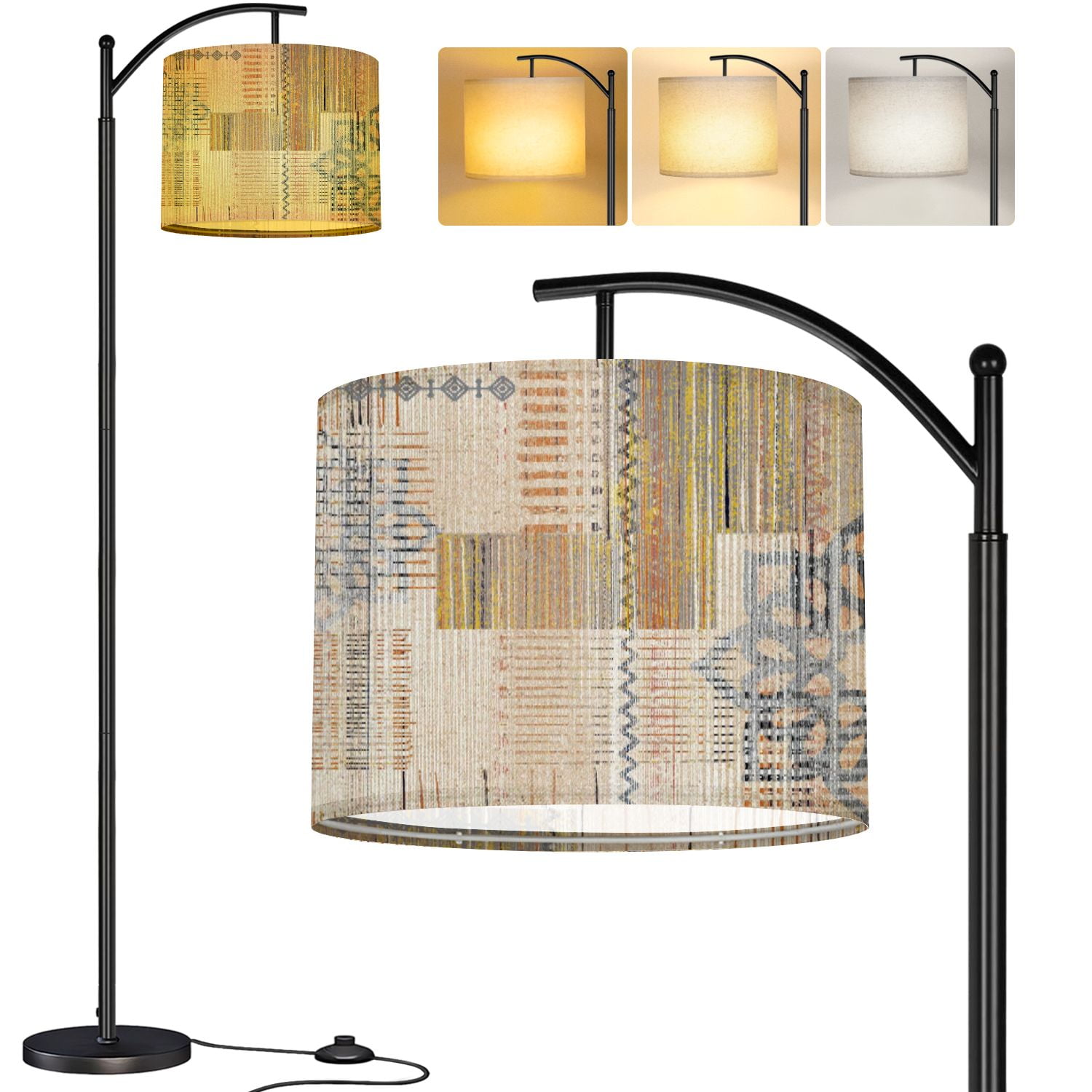 Arc Floor Lamp Artistic traditional motifs stripe textured check nature ...