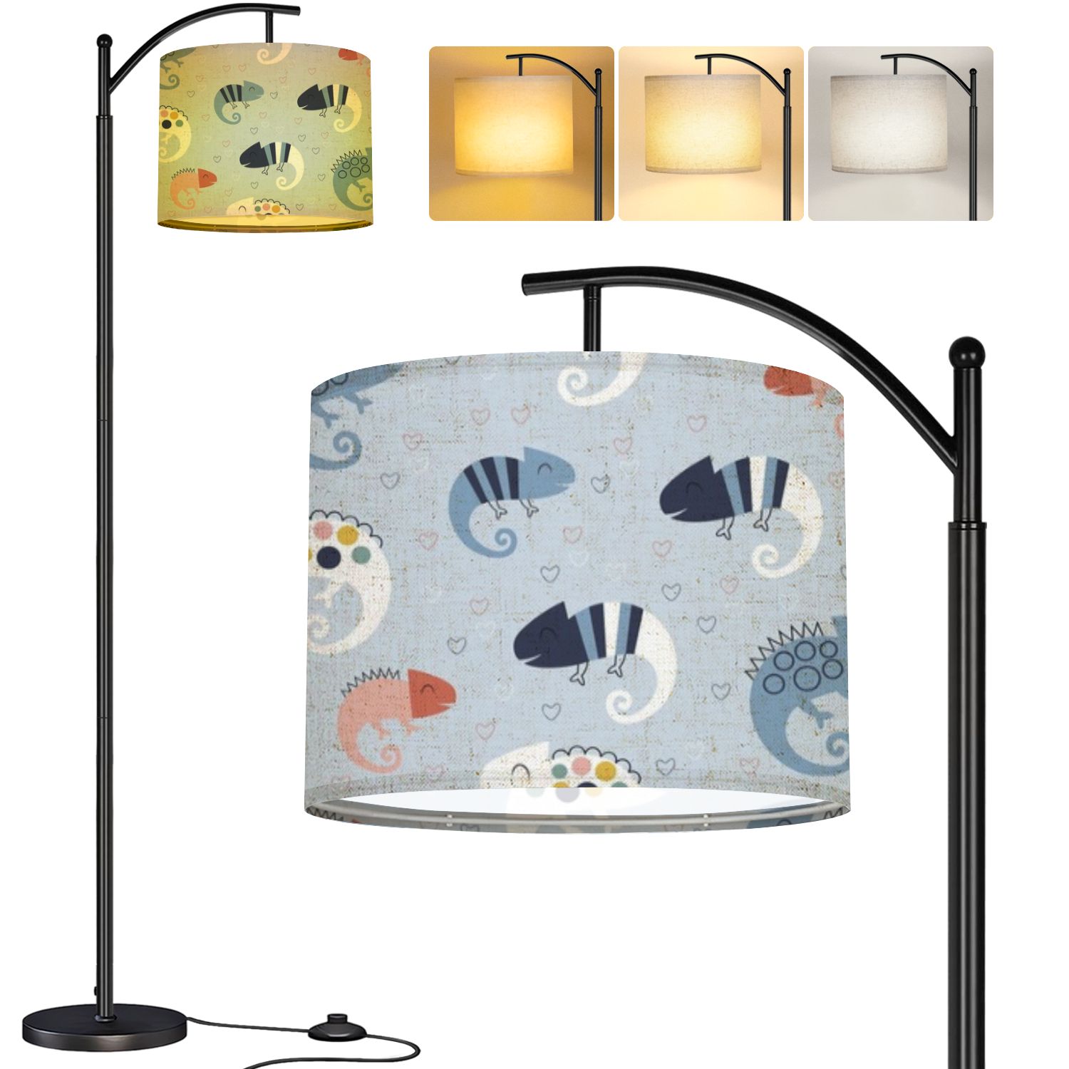 Arc Floor Lamp Baby seamless Cute chameleons blue Creative scandinavian ...