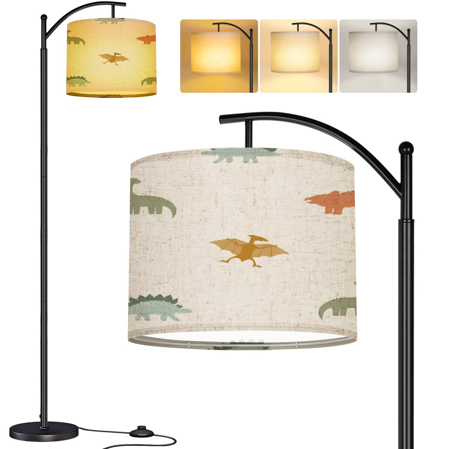 Arc Floor Lamp Baby seamless pattern dinosaurs Funny flat animals ...