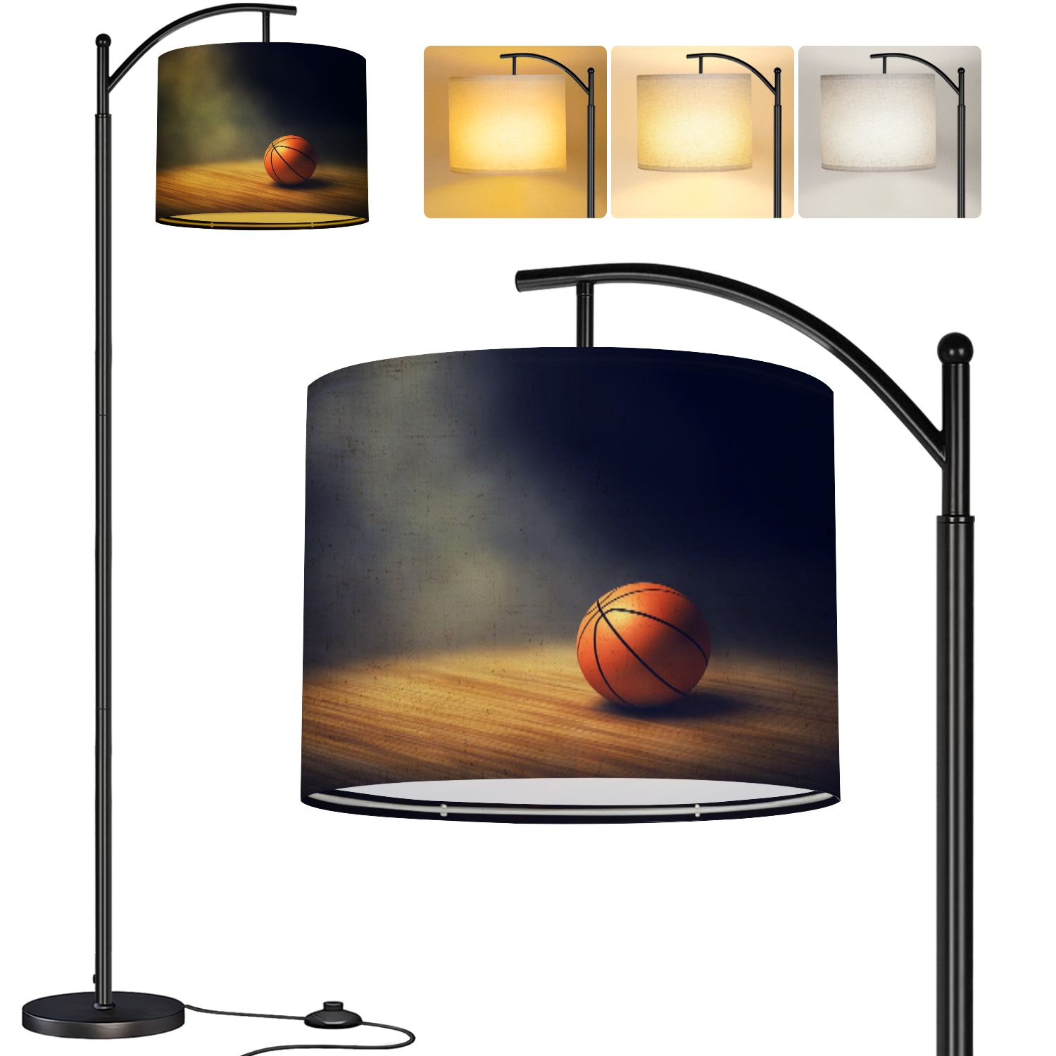Arc Floor Lamp Ball basketball court spotlight 3d Tall Modern Standing ...