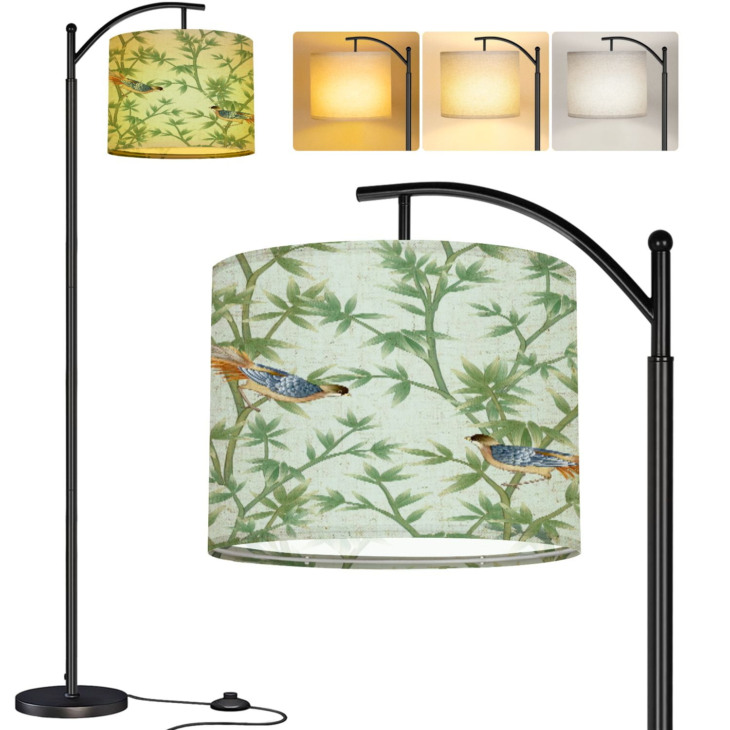 Arc Floor Lamp Bamboo bush seamless pattern birds for fabrics Tall ...