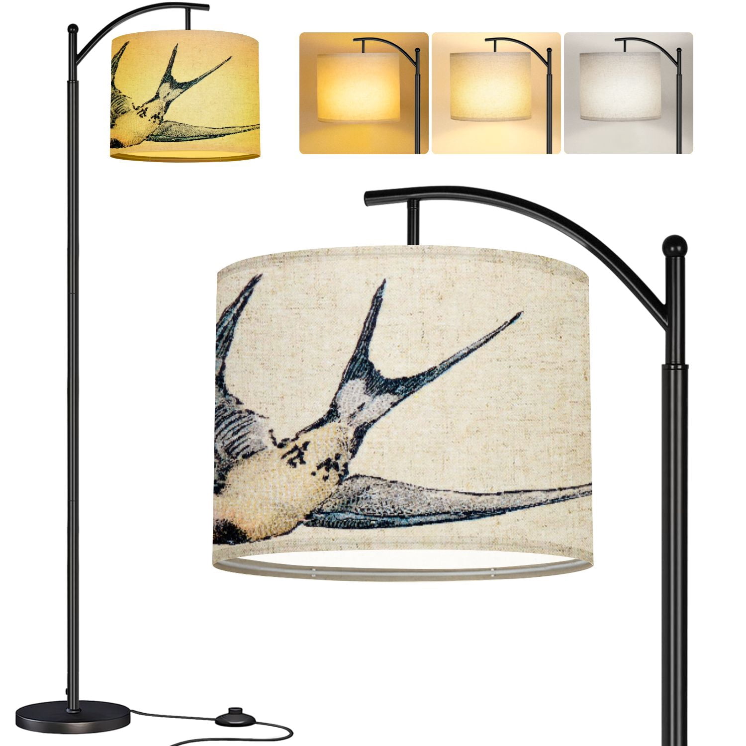 Arc Floor Lamp Barn swallow birds animals antique ilustration Tall ...
