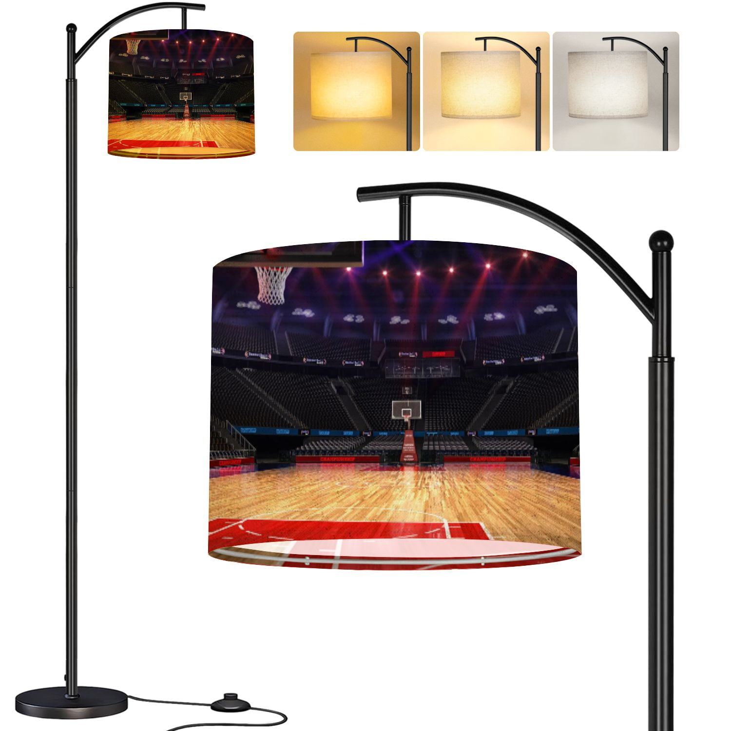 Arc Floor Lamp Basketball court Sport render blured long shot distance ...