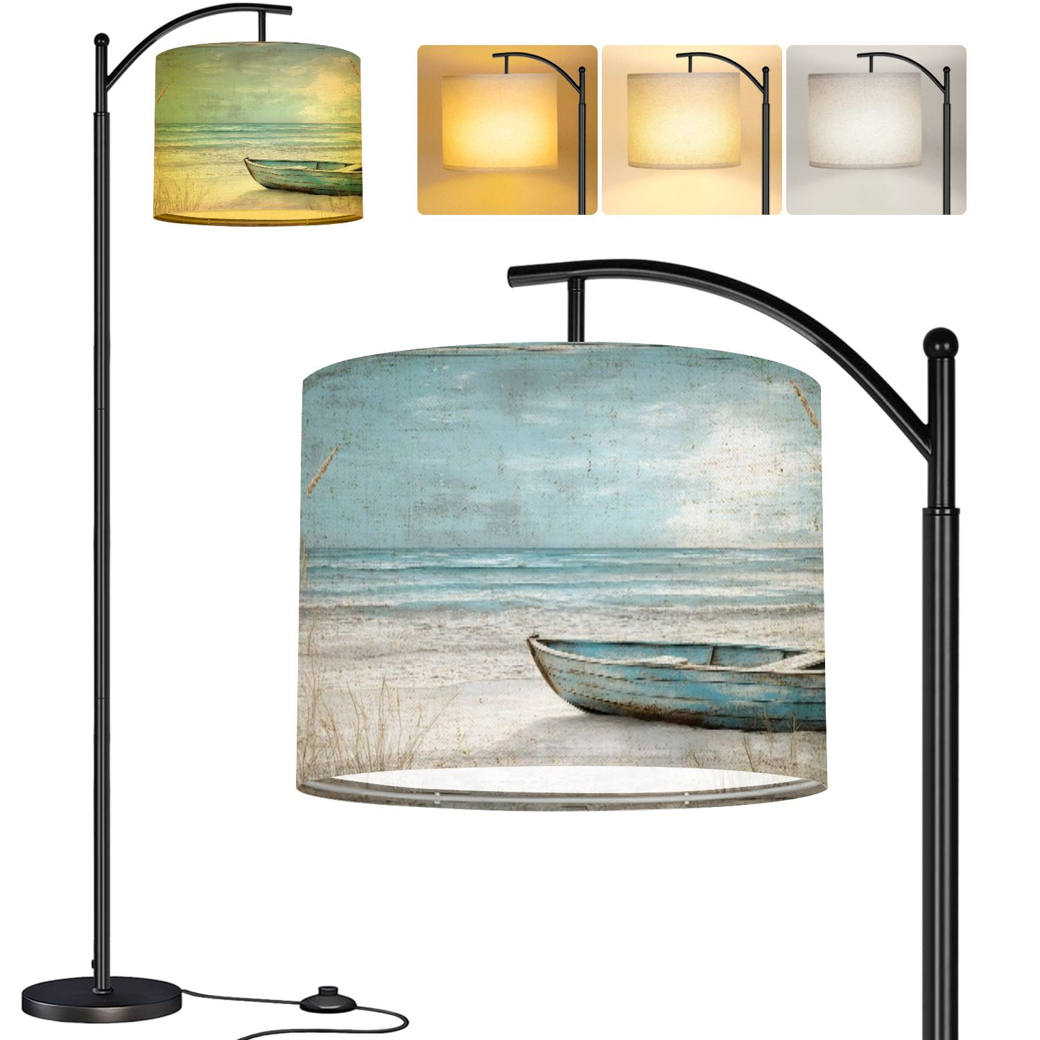 Arc Floor Lamp Beach Nautical Boat Ocean Seagull Sea Bird Seashore Blue ...