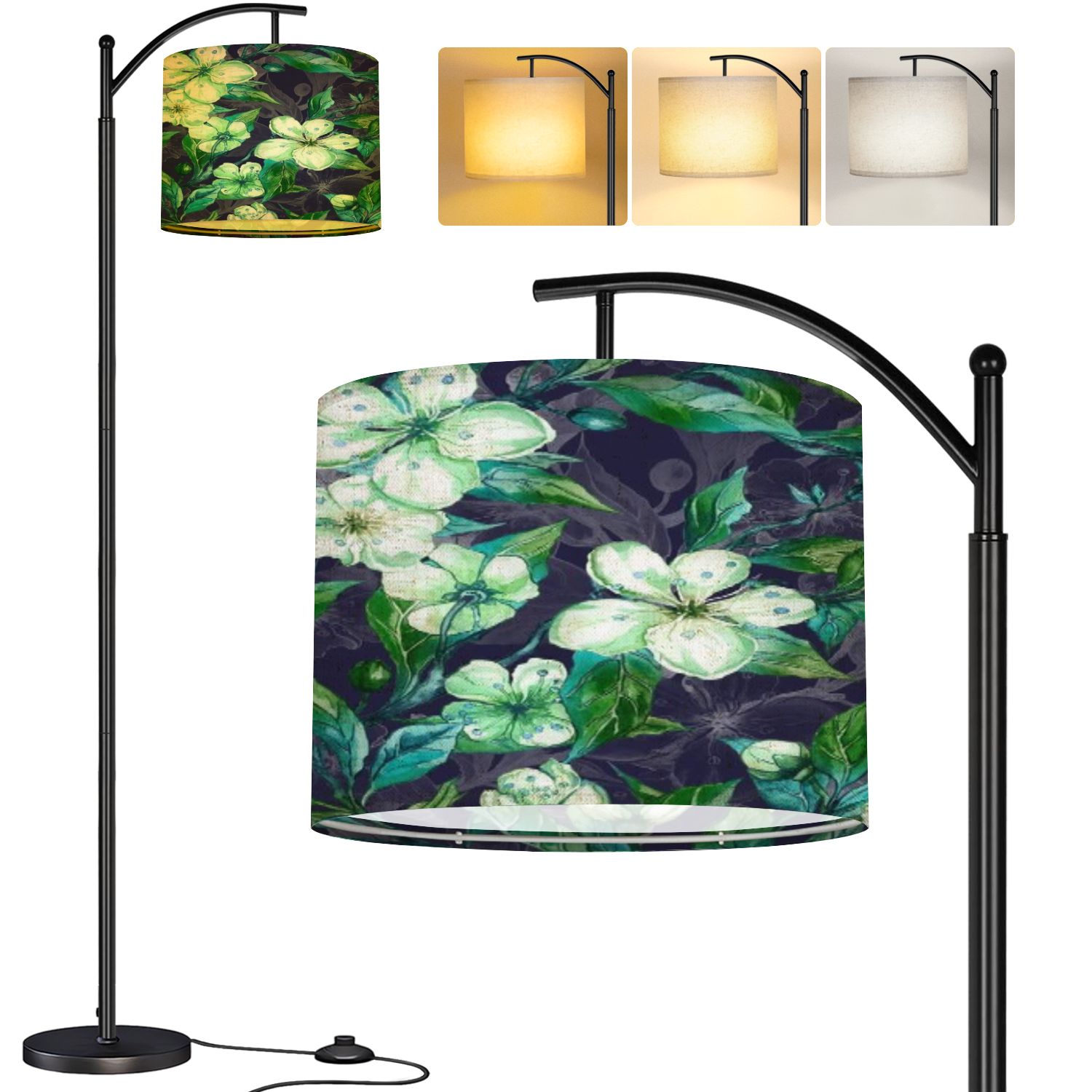 Arc Floor Lamp Beautiful fruit tree twigs bloom White green flowers ...