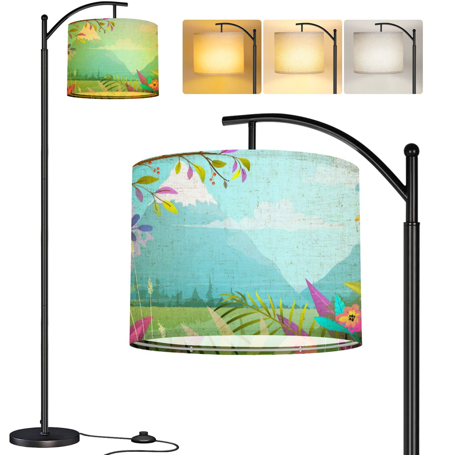 Arc Floor Lamp Beautiful landscape trees flowers grass mountains Nature ...