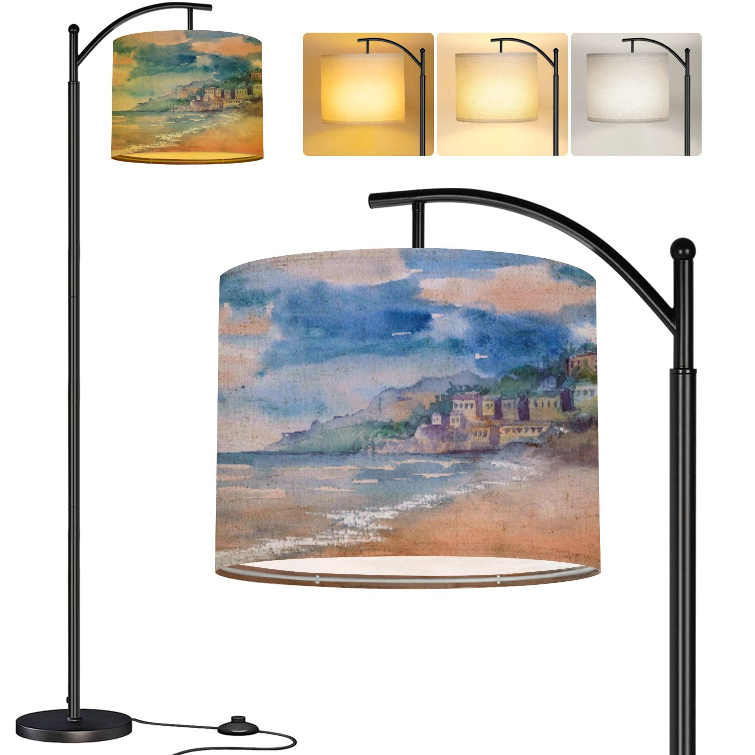 Arc Floor Lamp Beautiful sea view italian landscape watercolor painting ...