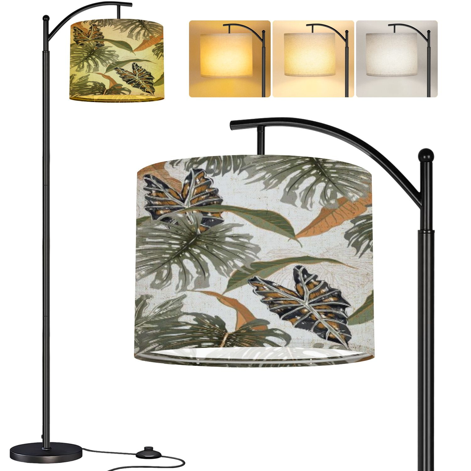Arc Floor Lamp Beautiful vintage tropical exotic leaves plants ...