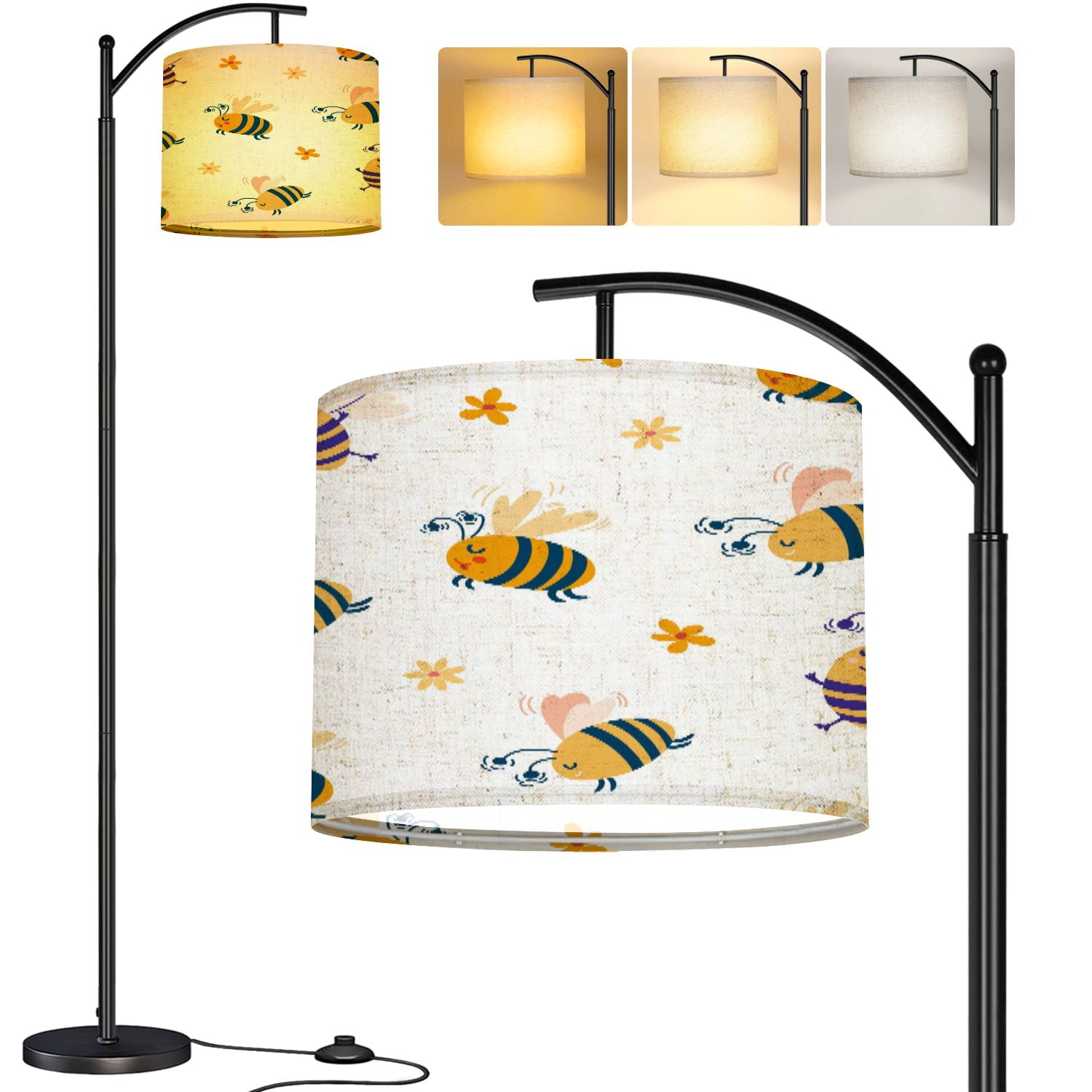 Arc Floor Lamp Bees seamless Cartoon Bumble Bees Honey bee Kids Spring ...