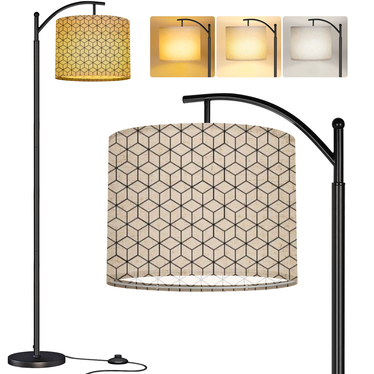 Arc Floor Lamp Beige black honeycomb seamless pattern as Tall Modern ...