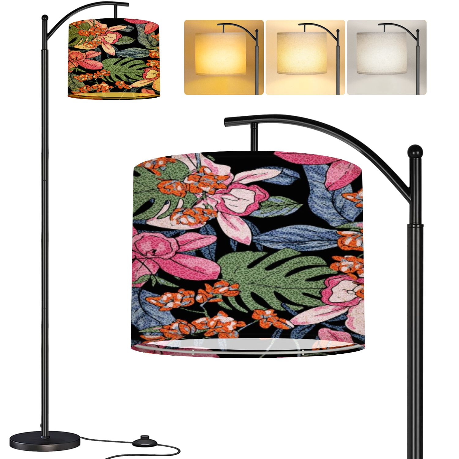 Arc Floor Lamp Big flowers graphical boho seamless flowers tropical ...