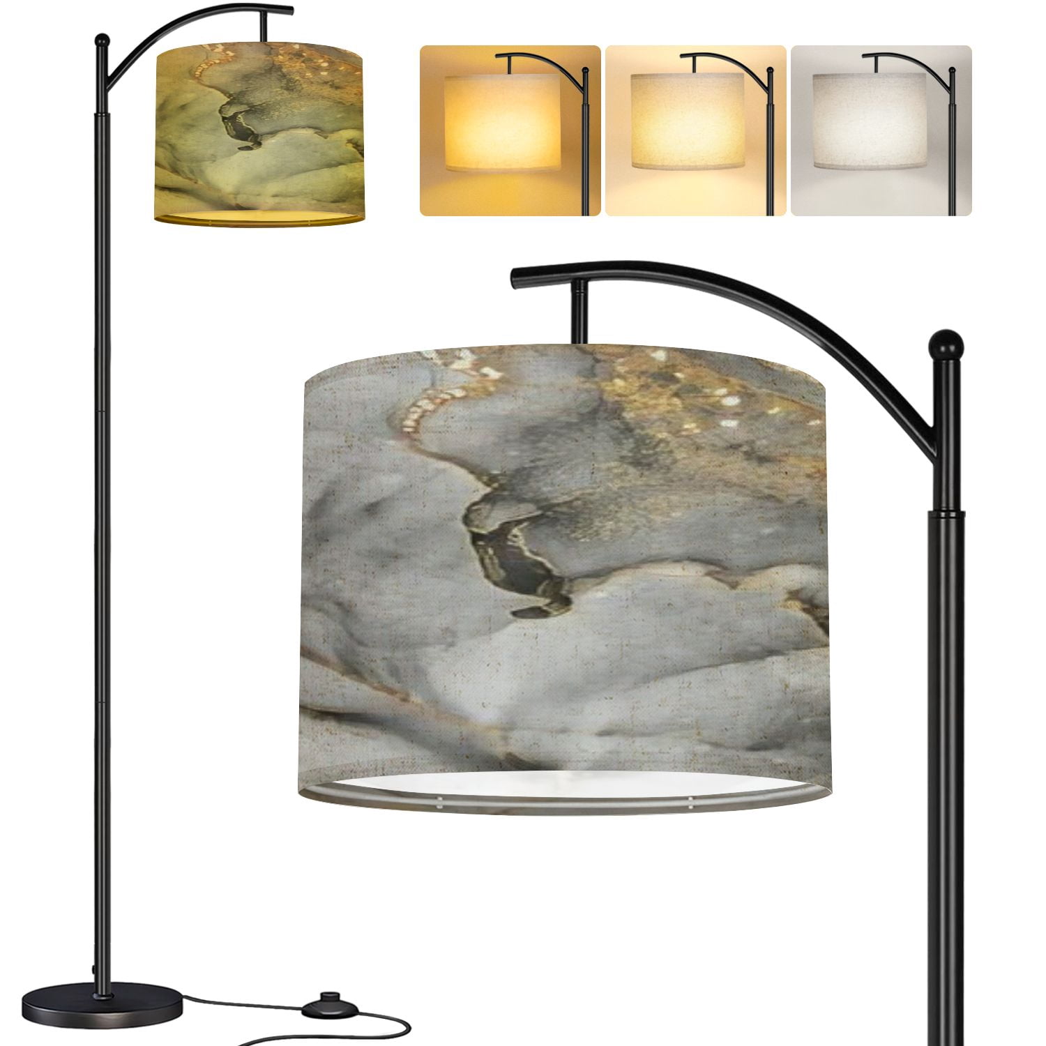 Arc Floor Lamp Black Gold Alcohol Ink Golden spatter Decorative Ink ...