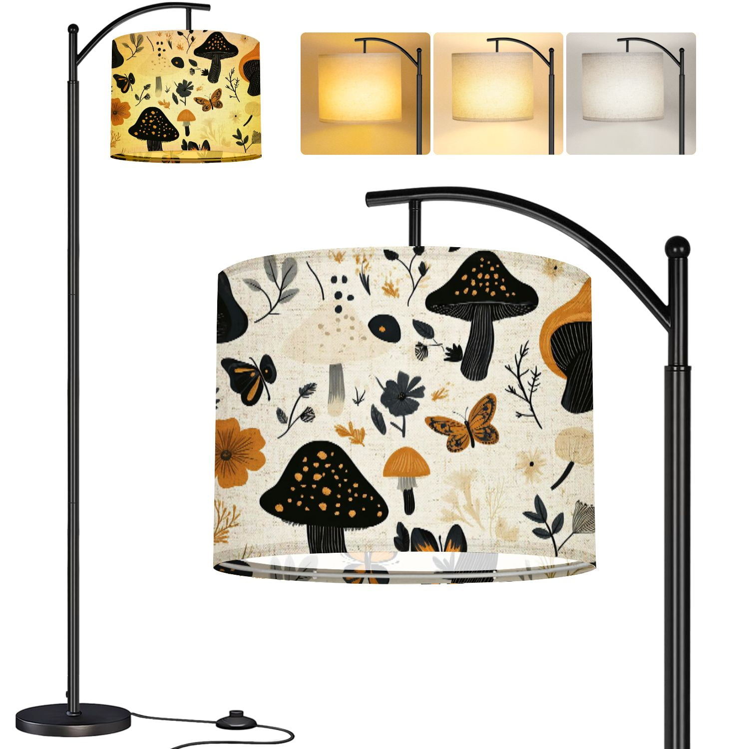 Arc Floor Lamp Black Mushroom Boho Black Forest Mushroom Contact Paper ...
