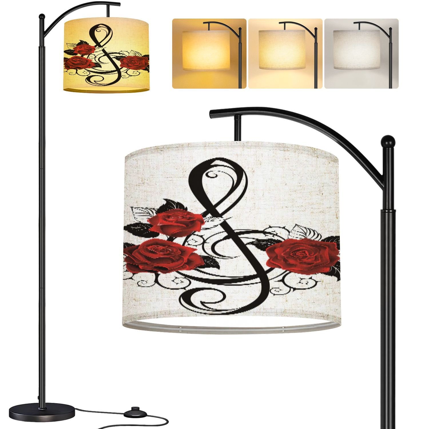 Arc Floor Lamp Black outline musical key realistic red roses black ...