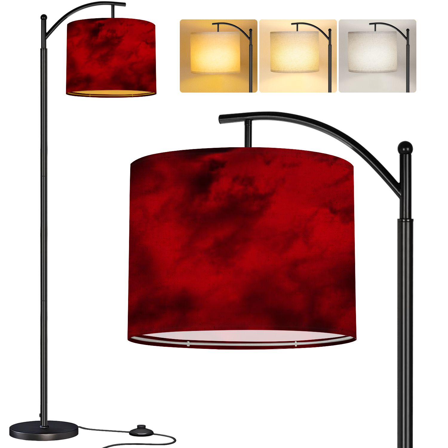 Arc Floor Lamp Black red abstract Toned fiery red sky Flame effect Fire ...