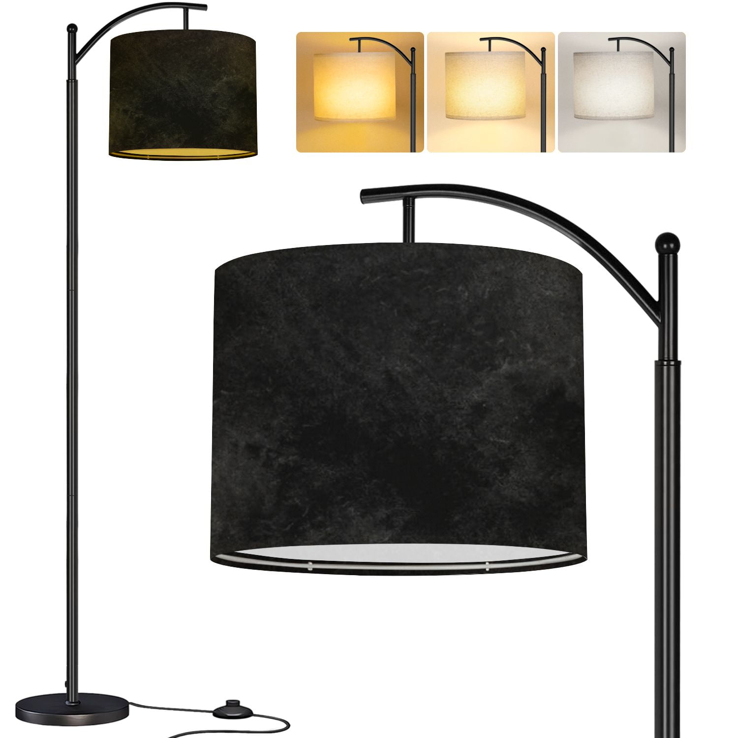 Arc Floor Lamp Black slate black board texture Tall Modern Standing ...