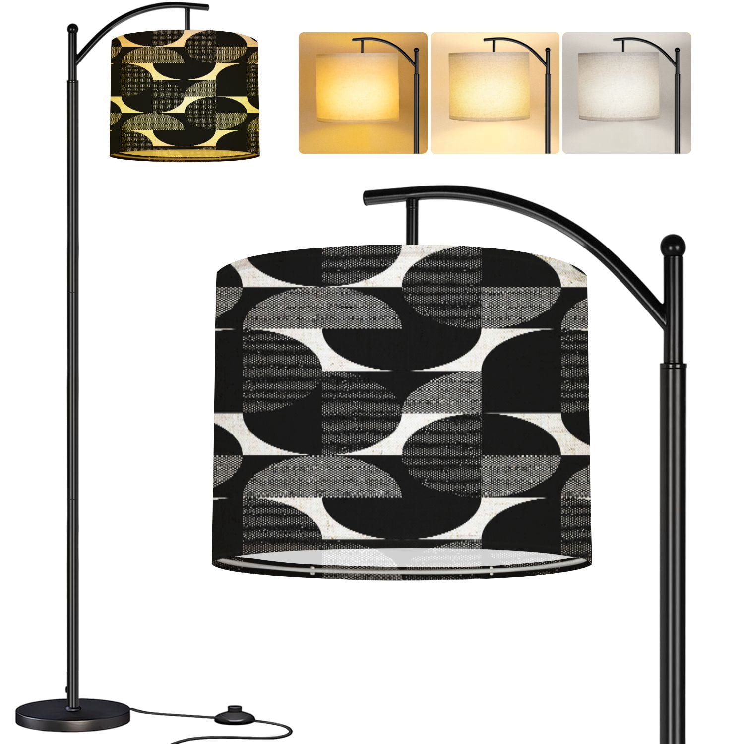Arc Floor Lamp Black white geometric forms textured seamless pattern ...