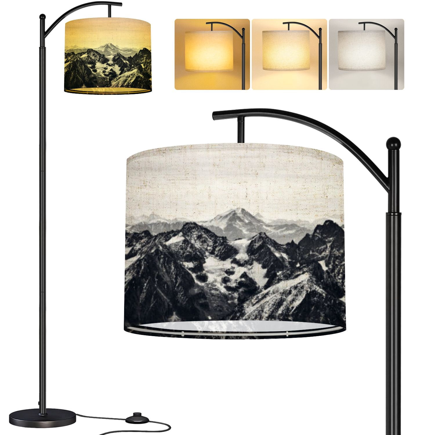 Arc Floor Lamp Black white mountain landscape Alps France Tall Modern ...