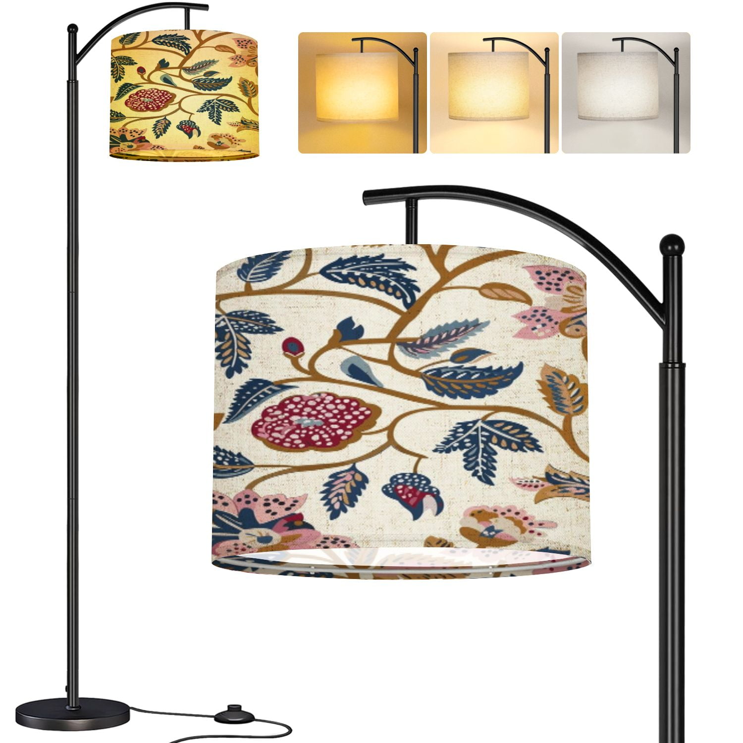 Arc Floor Lamp Block printed style seamless indian floral kalamkari ...