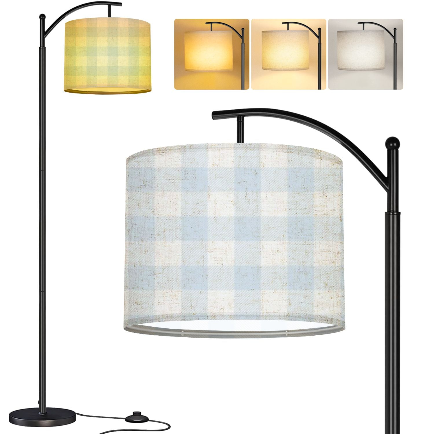 Arc Floor Lamp Blue Buffalo check seamless Pastel checkered plaid ...