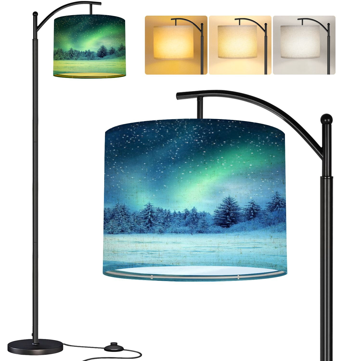 Arc Floor Lamp Blue Starry Sky Scenery Wolf Pictures Snow covered ...