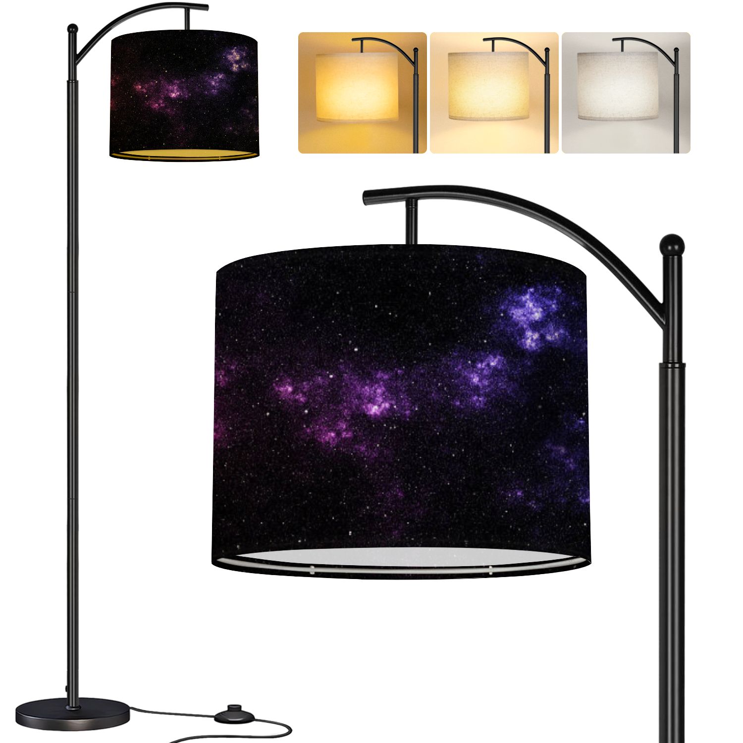 Arc Floor Lamp Blue abstract star nebula Tall Modern Standing Lamp LED ...
