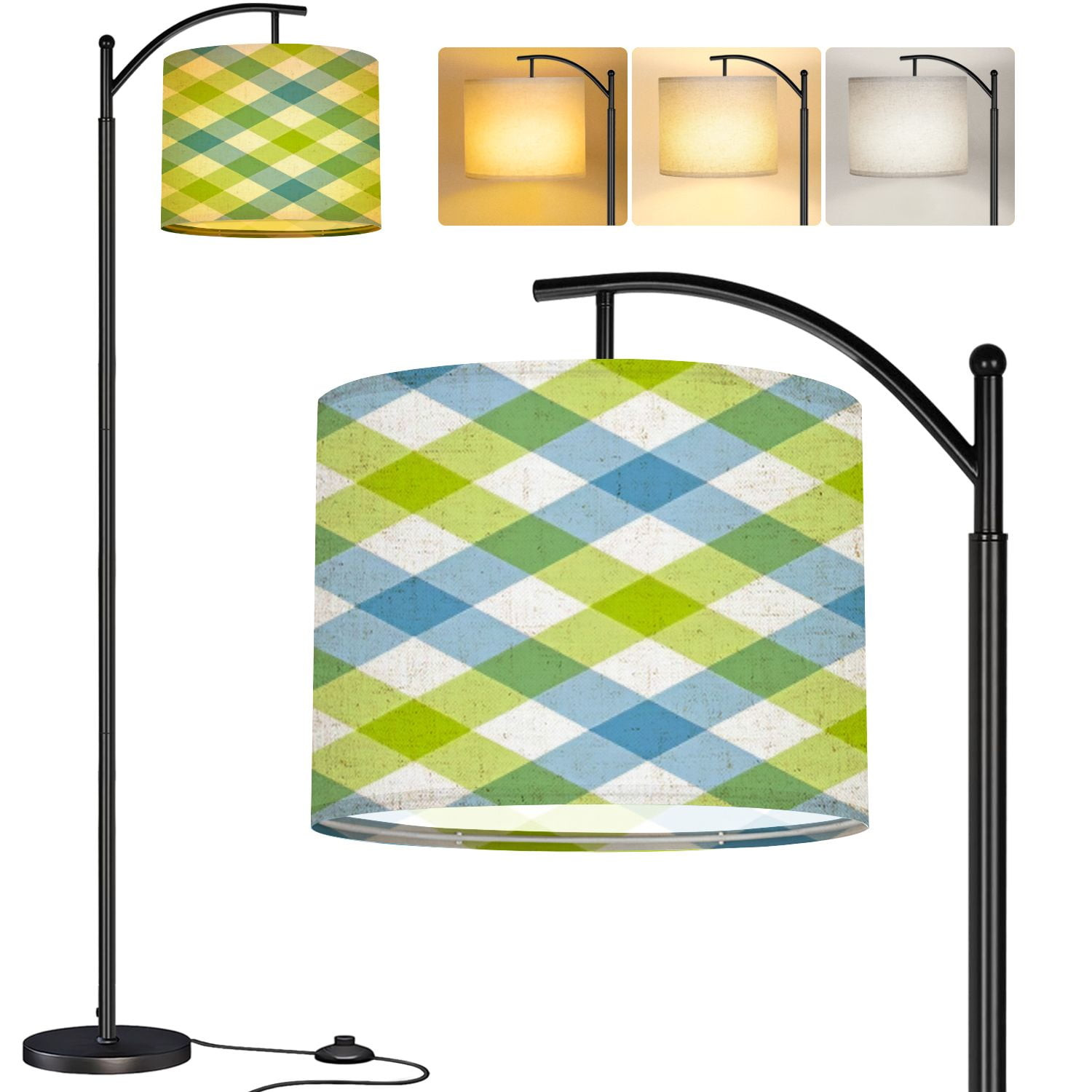Arc Floor Lamp Blue green diagonal checkered plaid seamless pattern 10 ...