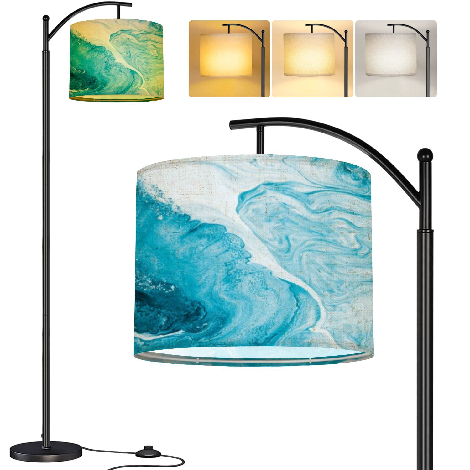 Arc Floor Lamp Blue silver creative abstract hand painted marble ...