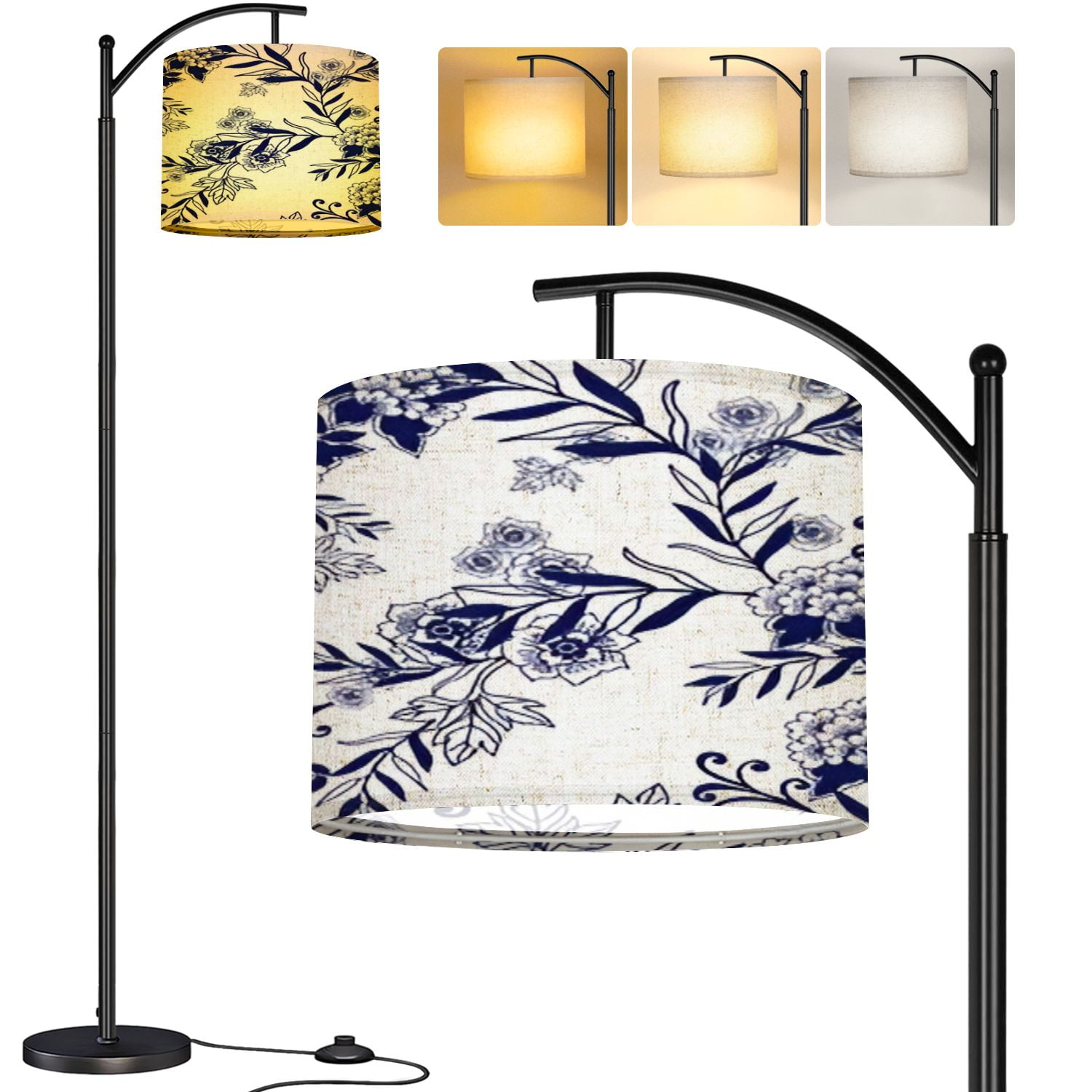 Arc Floor Lamp Blue white porcelain motifs exotic traditional oriental ...