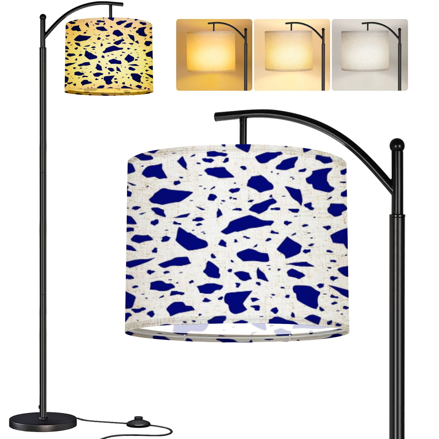 Arc Floor Lamp Blue white terrazzo mosaic tile pattern marble floor ...