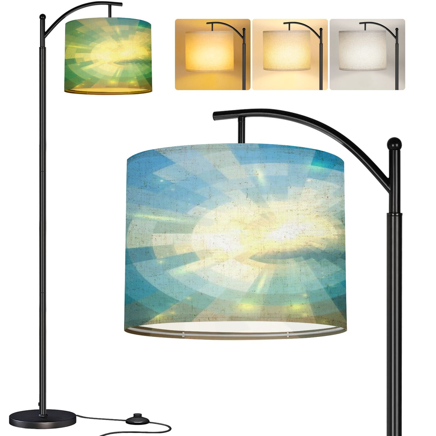 Arc Floor Lamp Blue winter sunshine mosaic glass window Tall Modern ...
