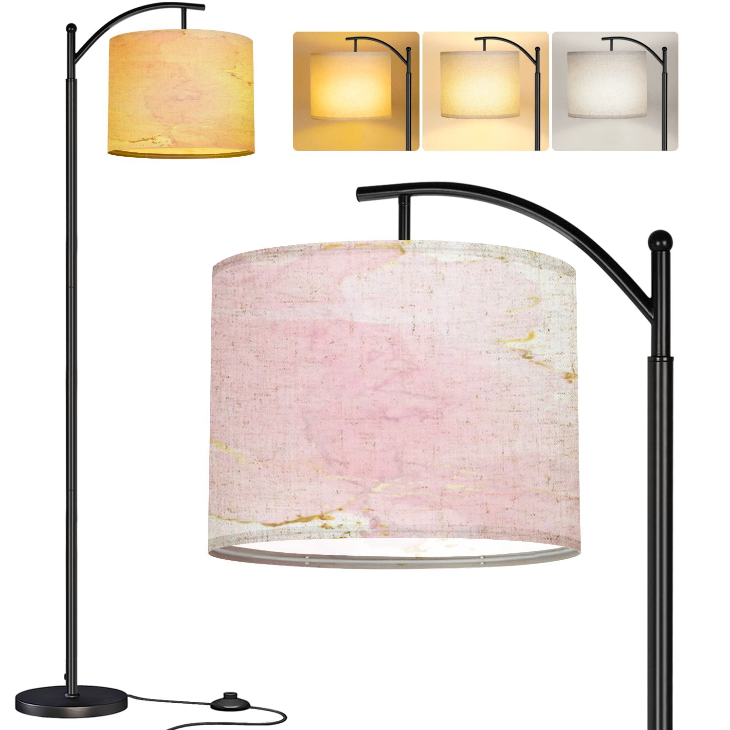 Arc Floor Lamp Blush pink watercolor fluid Dusty rose golden marble ...