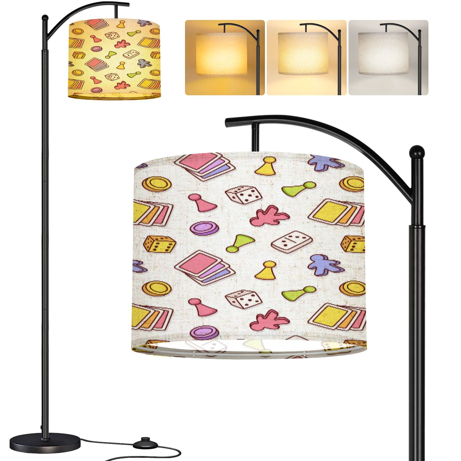 Arc Floor Lamp Board game themed seamless Colorful cartoon game pieces ...