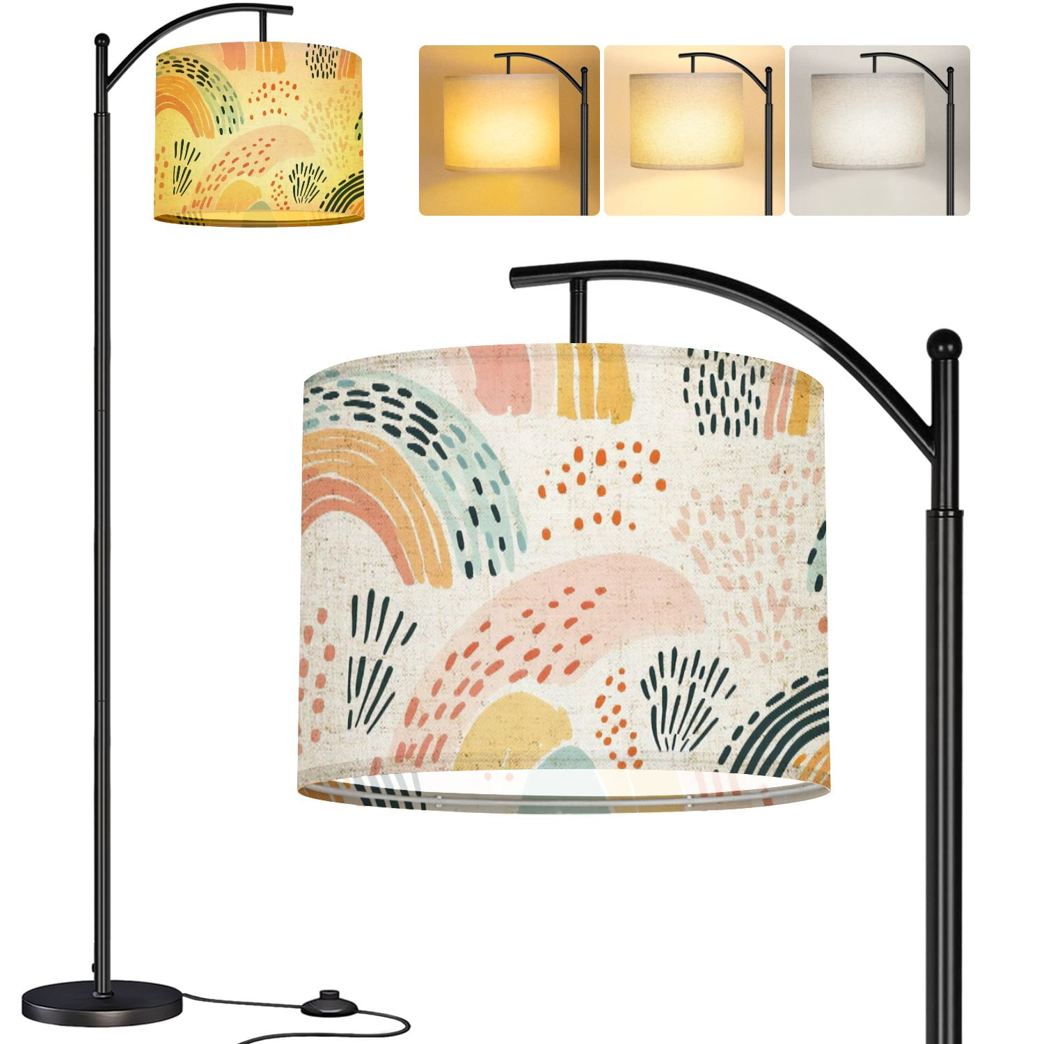 Arc Floor Lamp Boho Rainbow Cute Colorful Dots Abstract Rainbows Brush ...