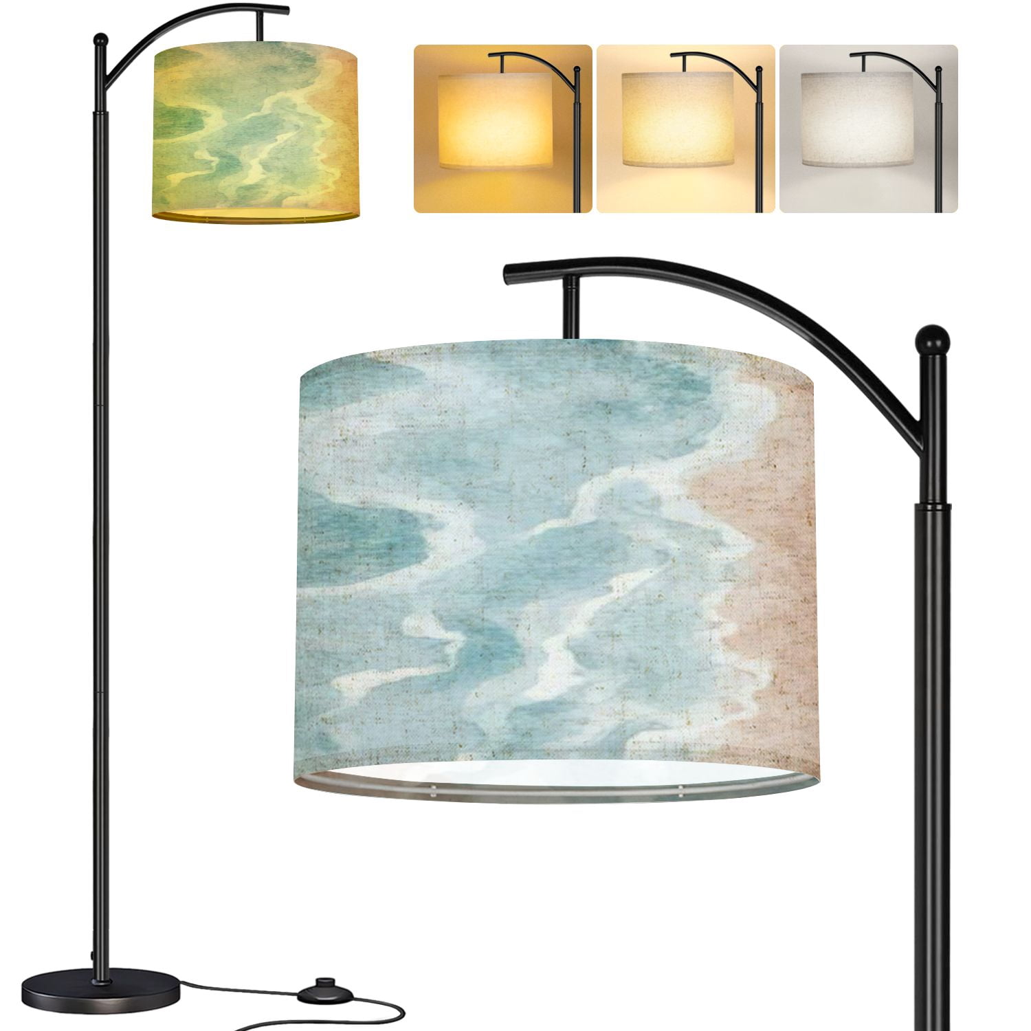 Arc Floor Lamp Boho Sea Beach Print Abstract Bohemian boho Tall Modern ...