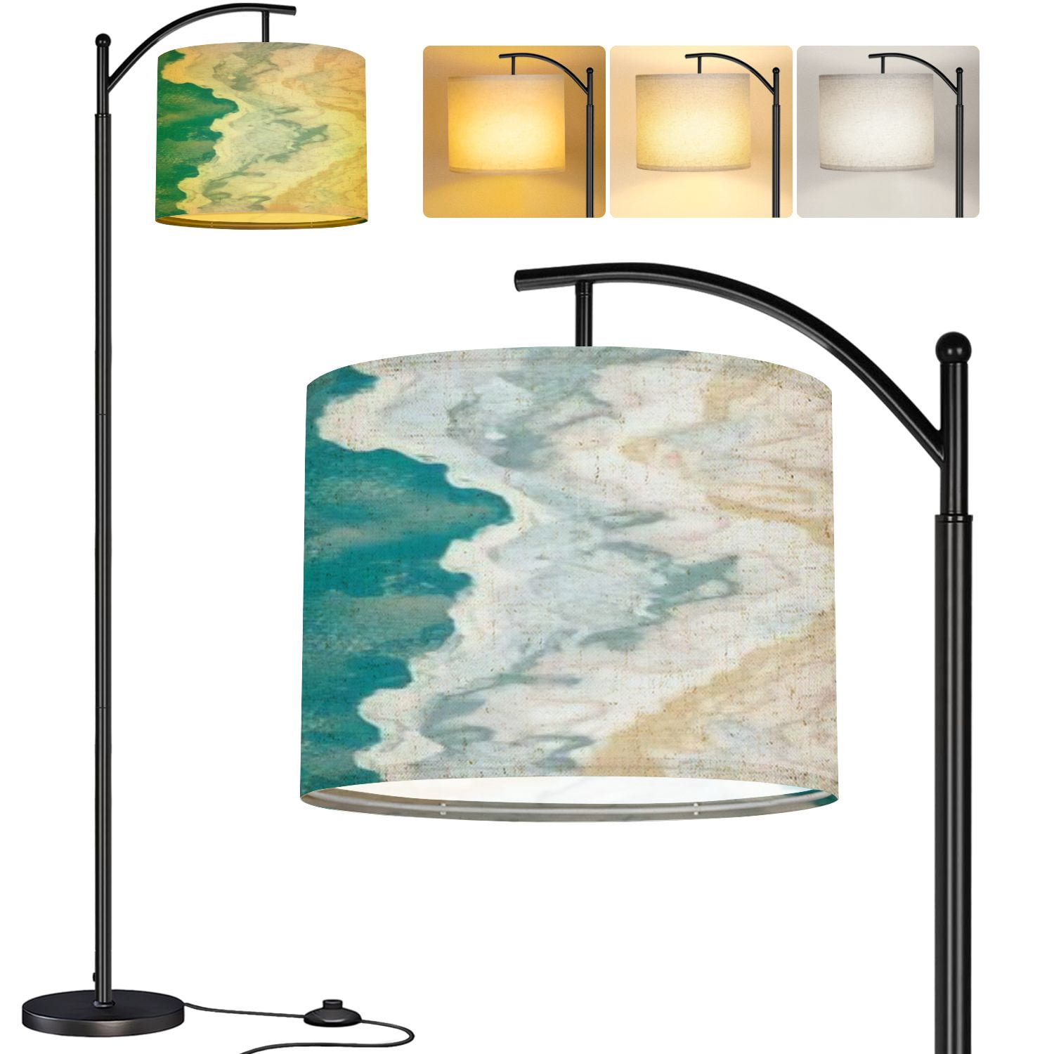Arc Floor Lamp Boho Sea Beach Waves Print Abstract Bohemian boho Tall ...