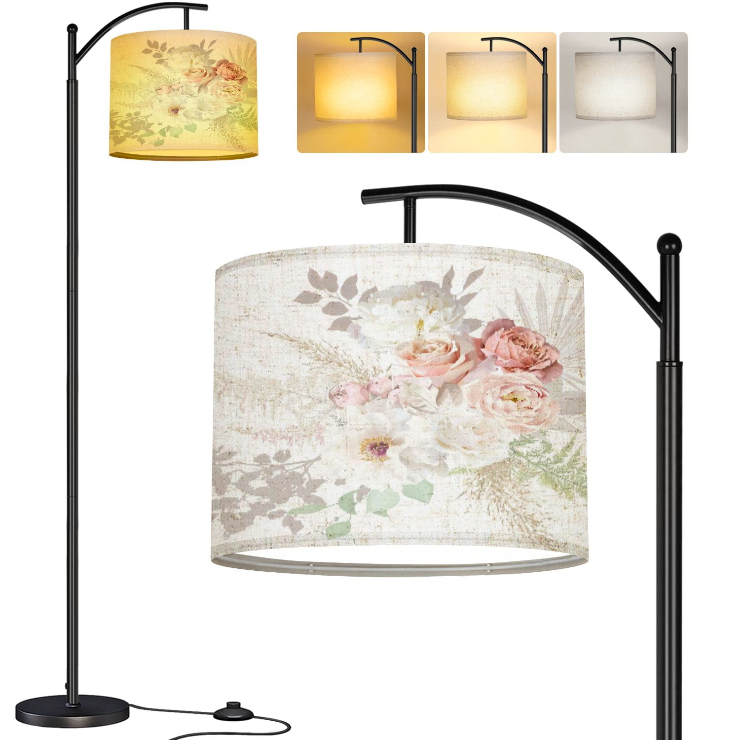 Arc Floor Lamp Boho beige blush pink trendy design bouquet Pastel dried ...