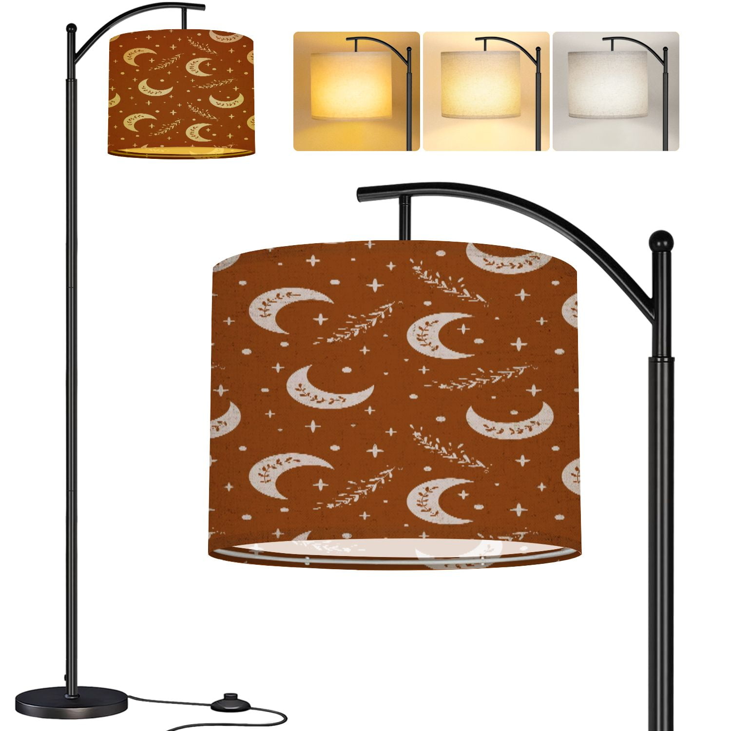 Arc Floor Lamp Boho moon pattern Ethnic moon seamless pattern Floral celestial Tall Modern ...