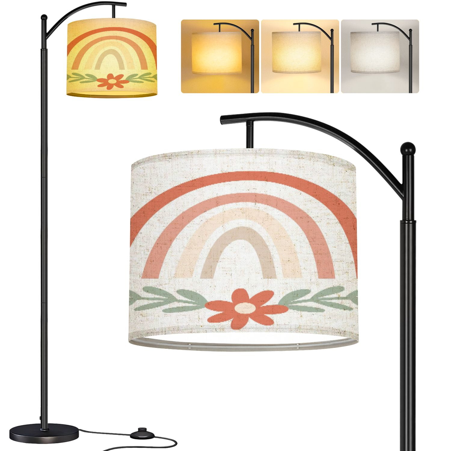 Arc Floor Lamp Boho rainbow florals Tall Modern Standing Lamp LED ...