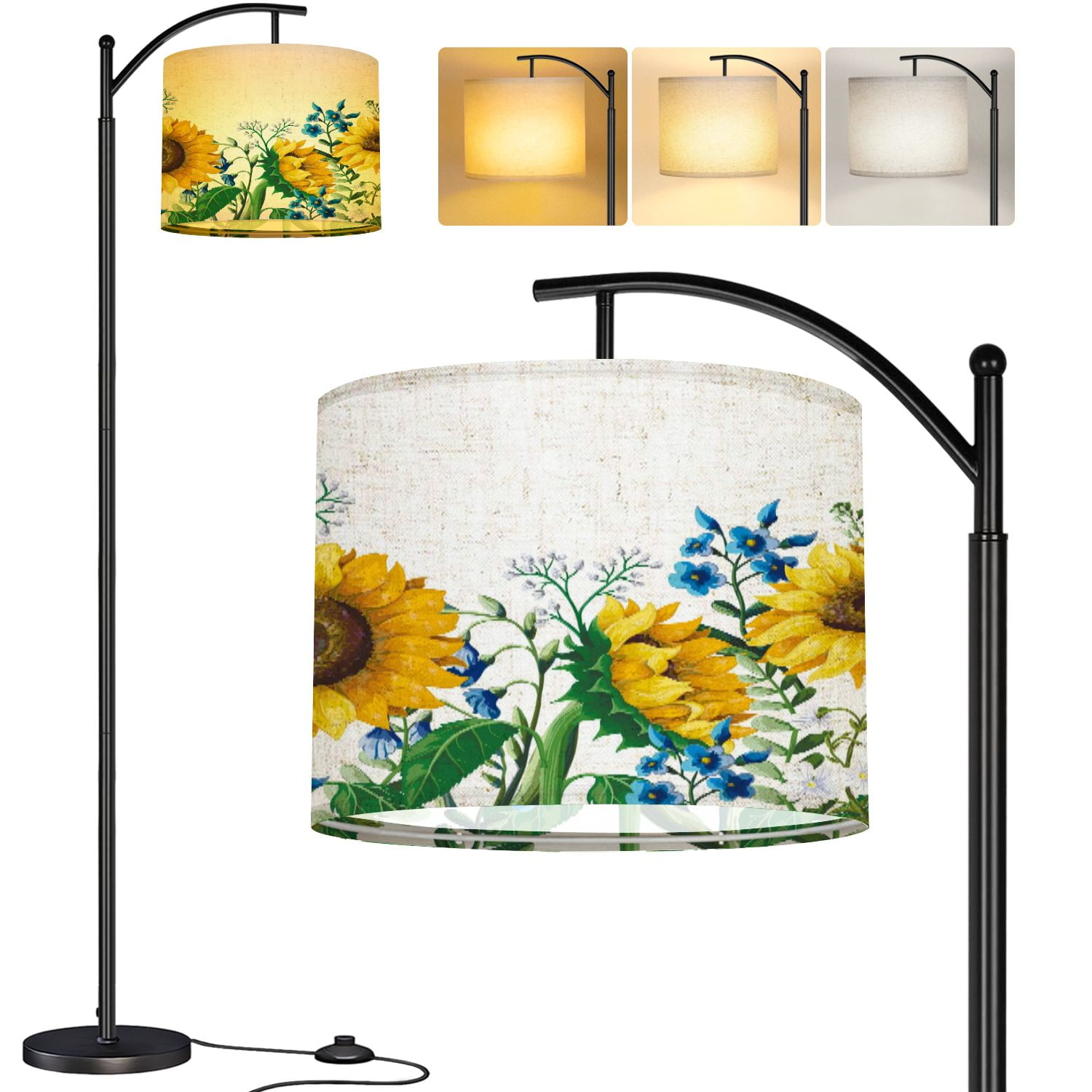 Arc Floor Lamp Border Sunflowers bouquet wild flower Tall Modern ...