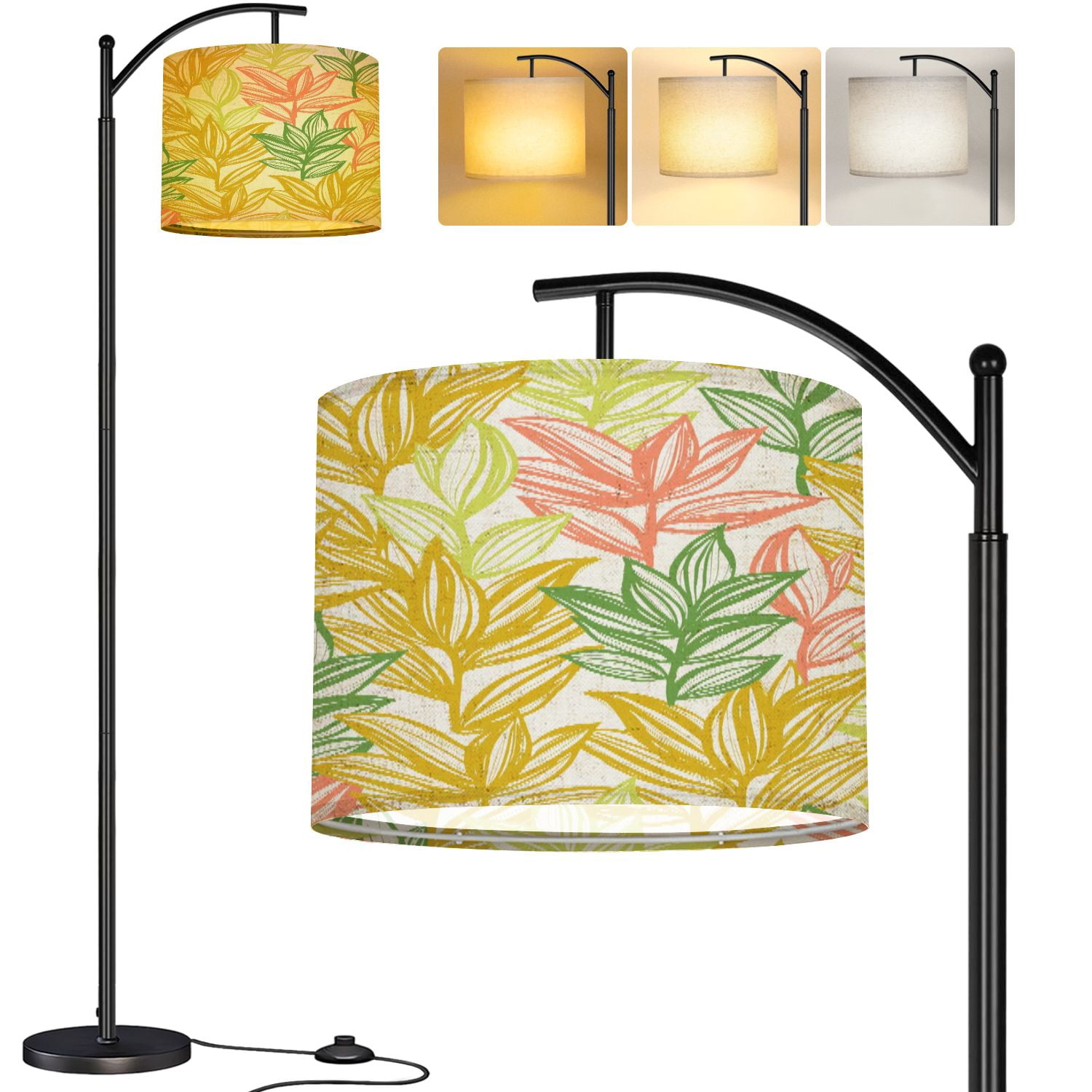 Arc Floor Lamp Botanical seamless Mustard yellow pink green color ...